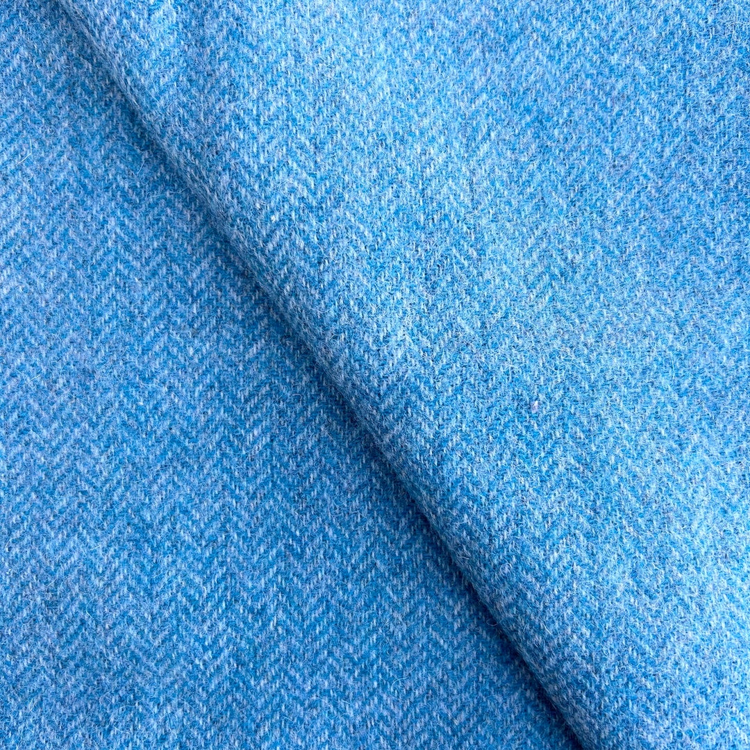 Light Blue Wool Herringbone Fabric, Medium Weight - Etsy