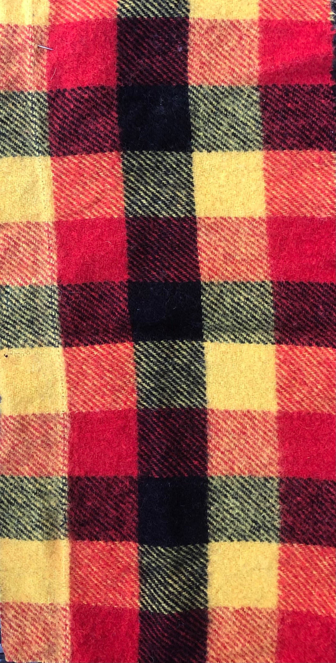 Red Yellow & Black Buffalo Check Wool Fabric, Medium Weight - Etsy