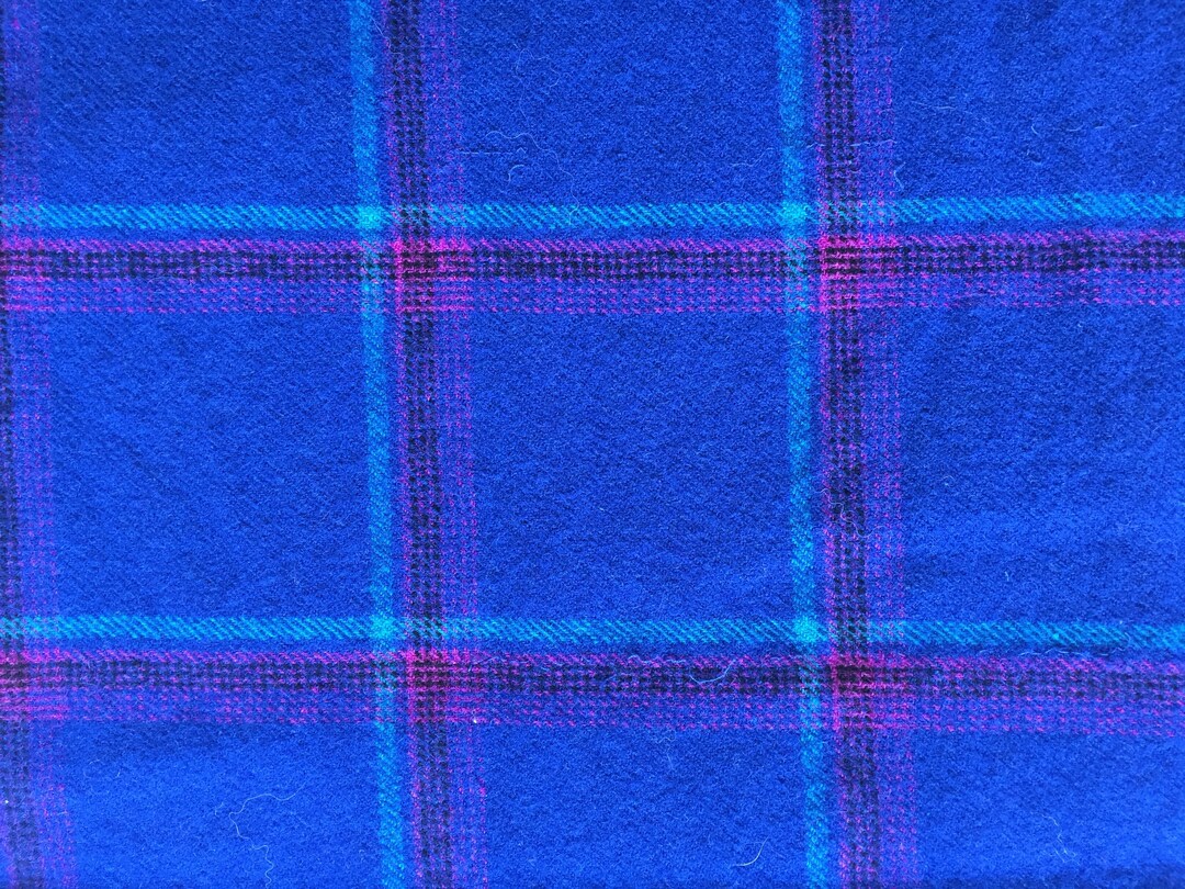 Bright Blue Plaid Wool Fabric for Rug Hooking and Applique - Etsy