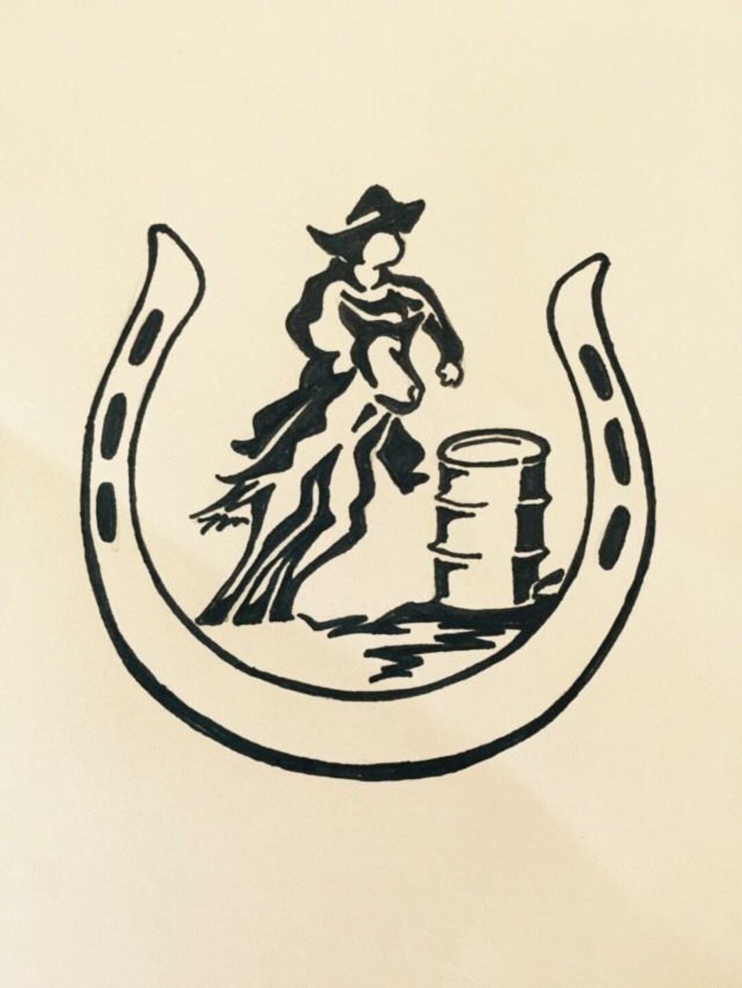 Rug Hooking Pattern Barrel Racer on Linen - Etsy