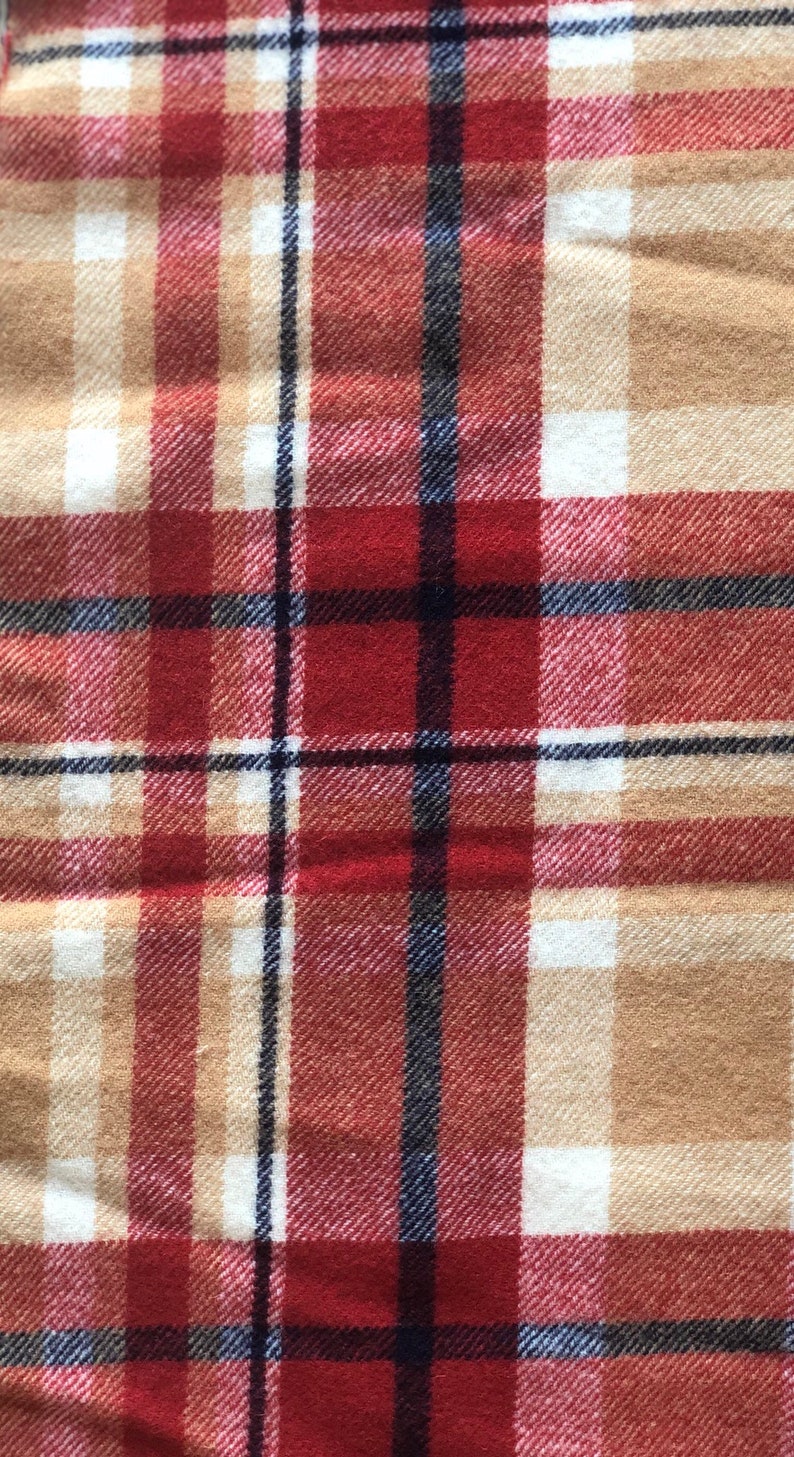Red and Tan Plaid Wool Fabric - Etsy