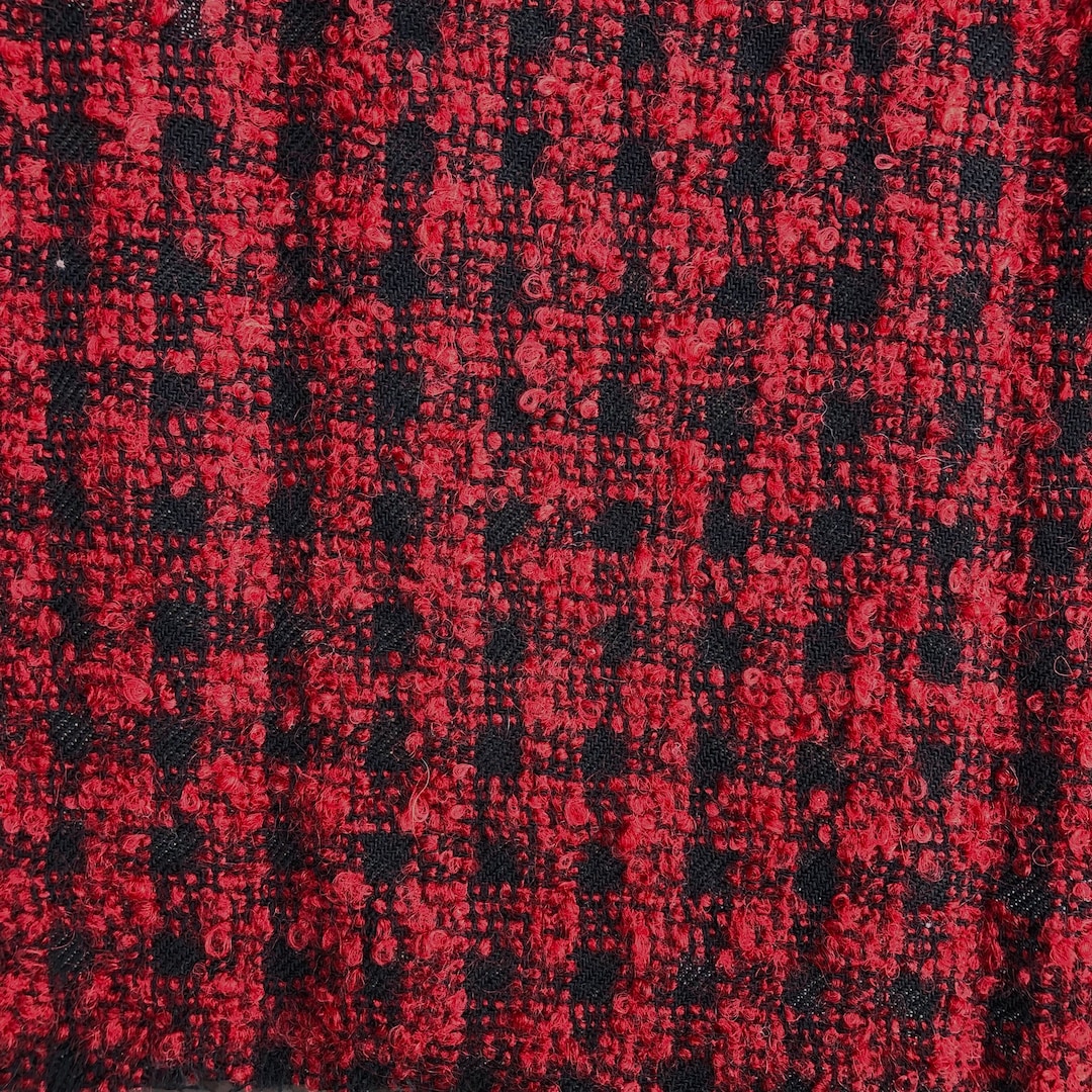 Red & Black Check Wool Fabric - Etsy