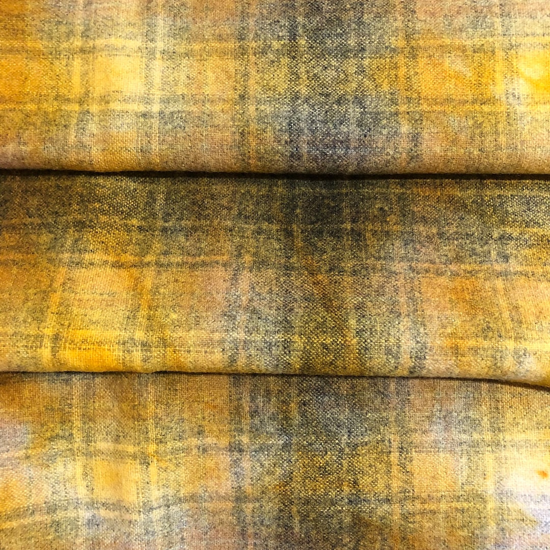 Plaid Wool Fabric Dyed Mustard Yellow, Medium Weight, 1/2 Yard - Etsy