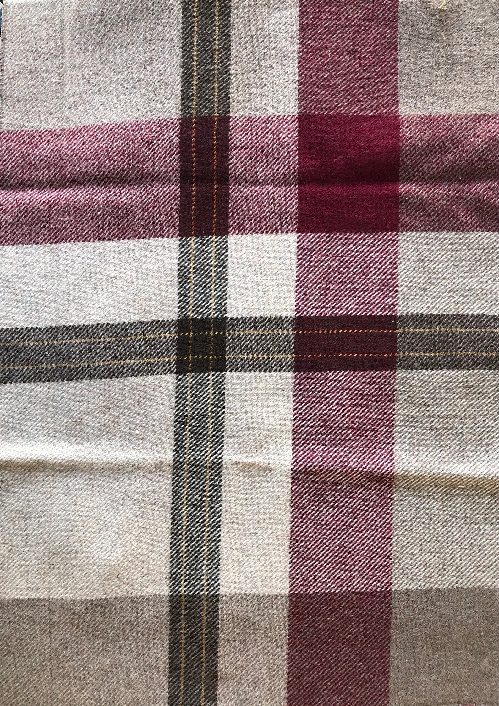 Burgundy & Tan Plaid Wool Fabric - Etsy