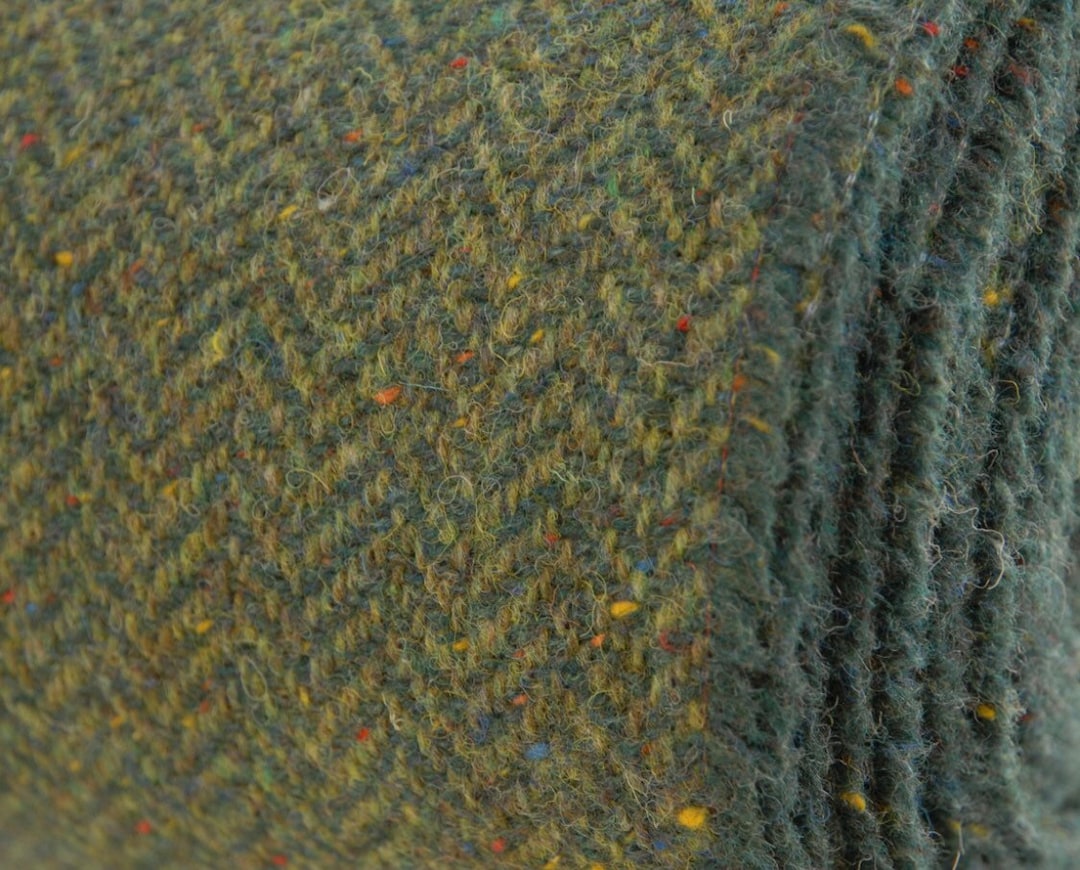 Green Herringbone Irish Wool Fabric - Etsy