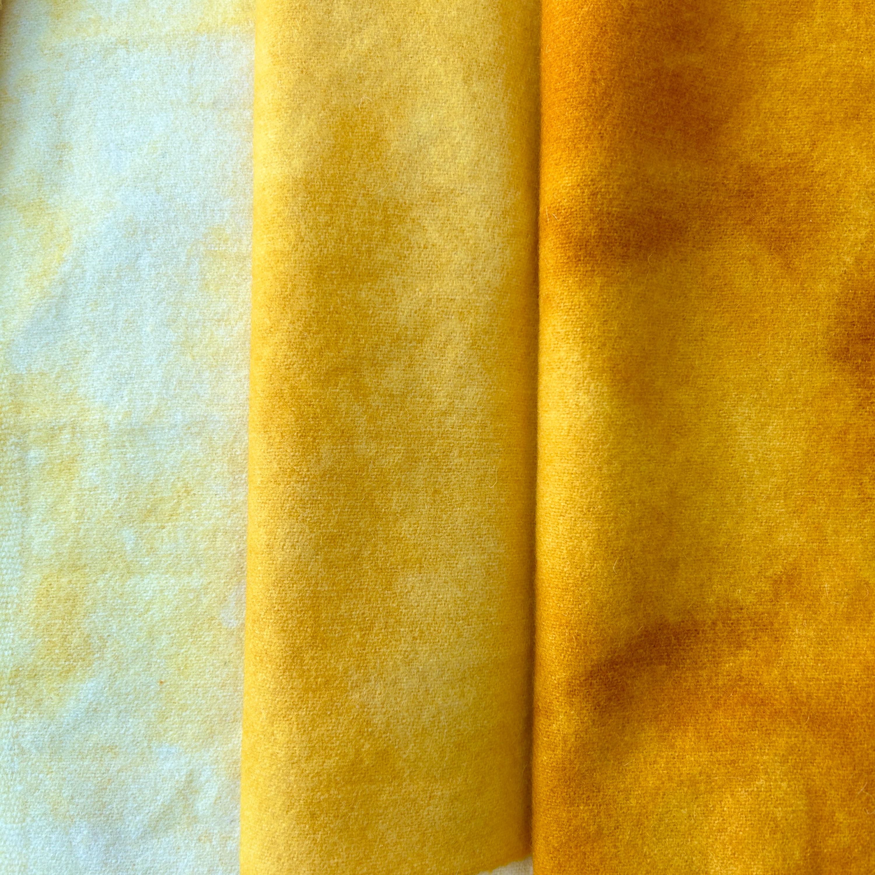 Mustard Yellow Wool Fabric, Three Value Bundle, Medium Weight for Rug ...