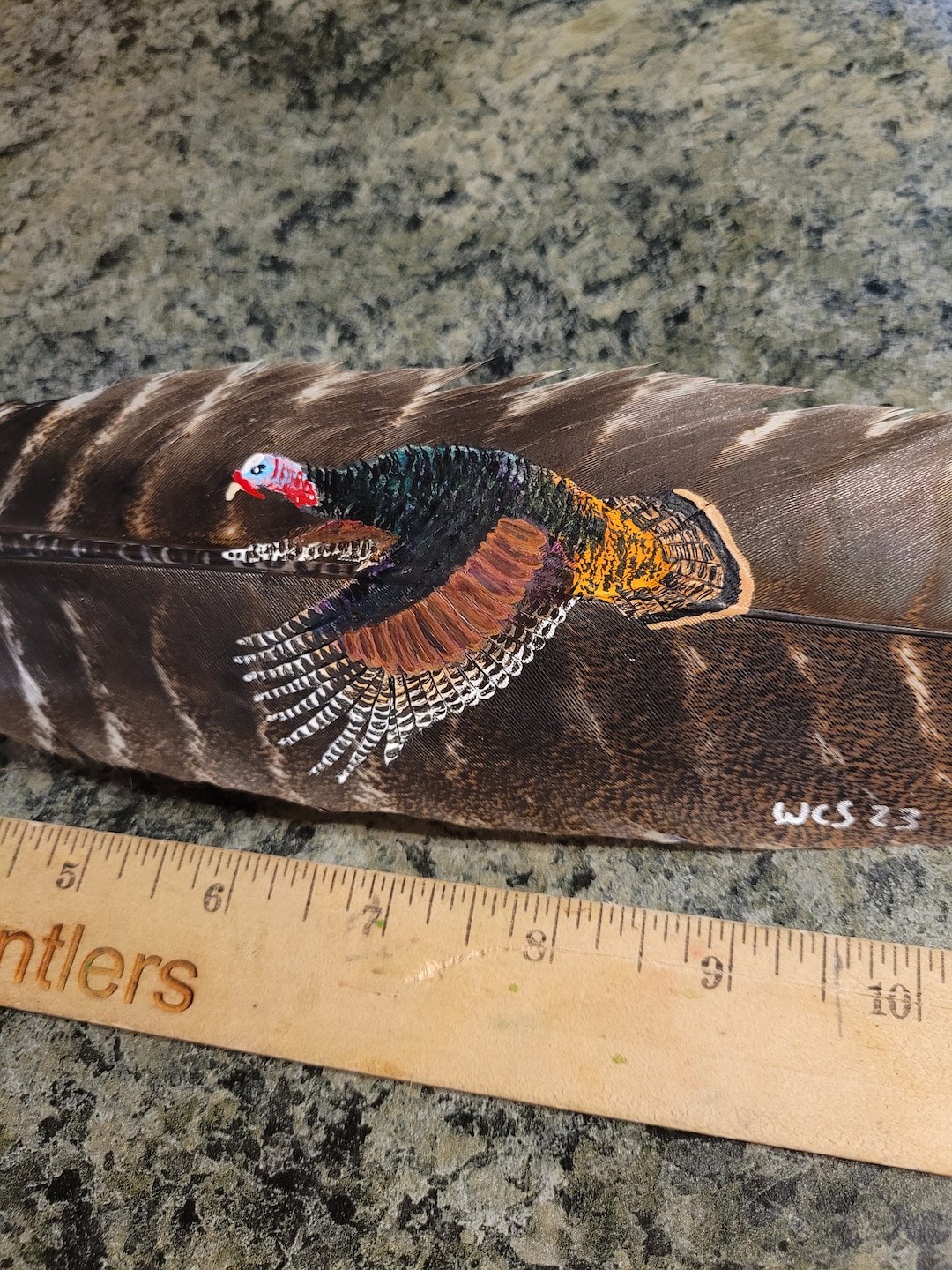 Hand Painted Wild Turkey Feather by Bill Scheide - Etsy