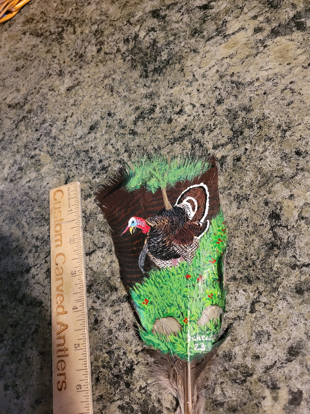 Hand Painted Wild Turkey Feather by Bill Scheide - Etsy