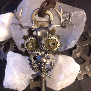 Silver Stag and Skull Skeleton Key - Etsy