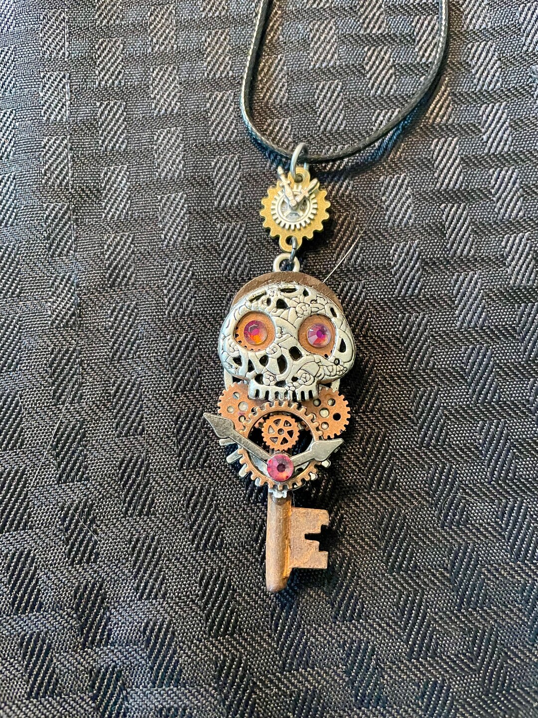 Rhinestone Skull Necklace - Etsy