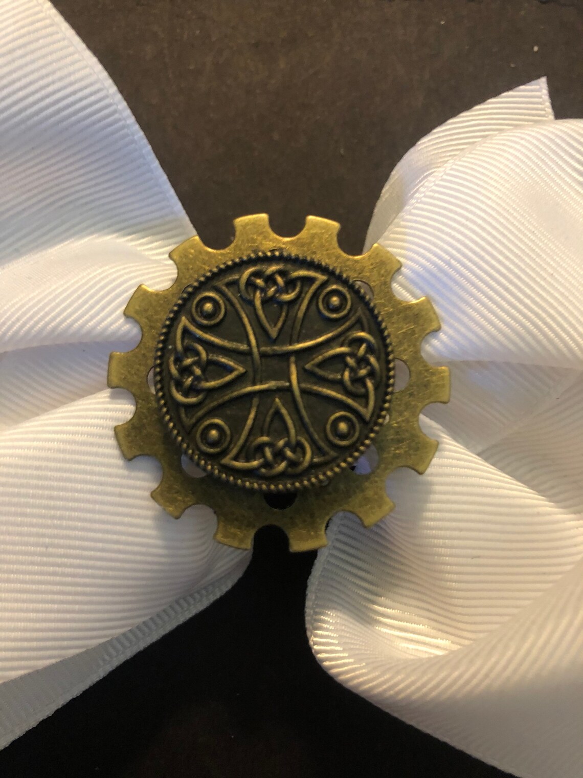 White Celtic Hair Bow - Etsy