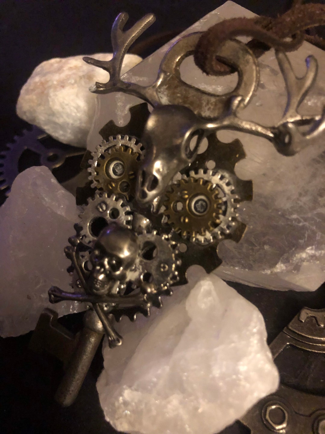 Silver Stag and Skull Skeleton Key - Etsy