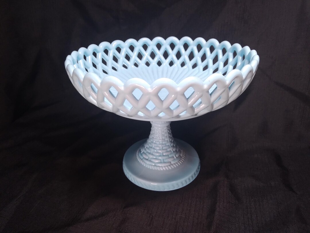 Antique Atterbury Blue Glass Fruit Stand 1880s Victorian - Etsy