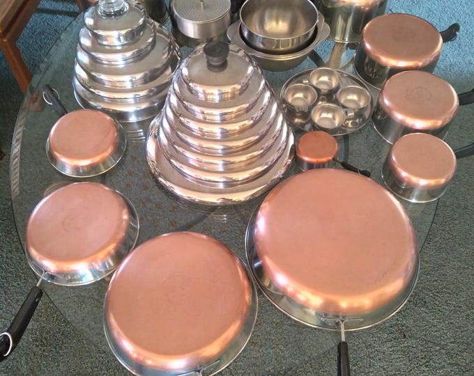 Revere Ware 1801 Copper Bottom Stainless Steel Cookware Set 29 Pieces ...