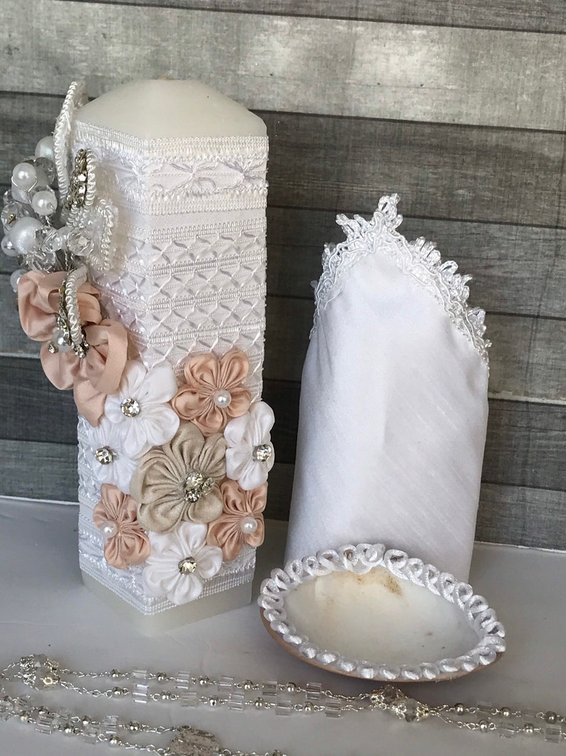 Set De Bautizo Flores Perlas Y Brillantes | Etsy