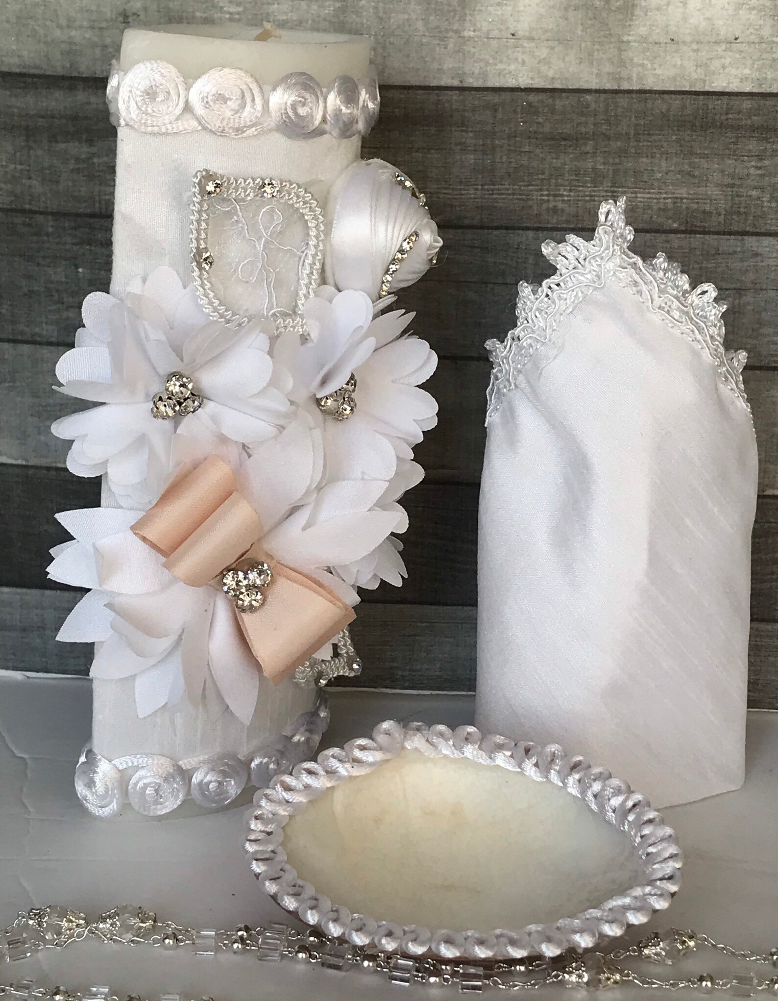 Set De Bautizo Ramo De Flores Con Brillantes - Etsy