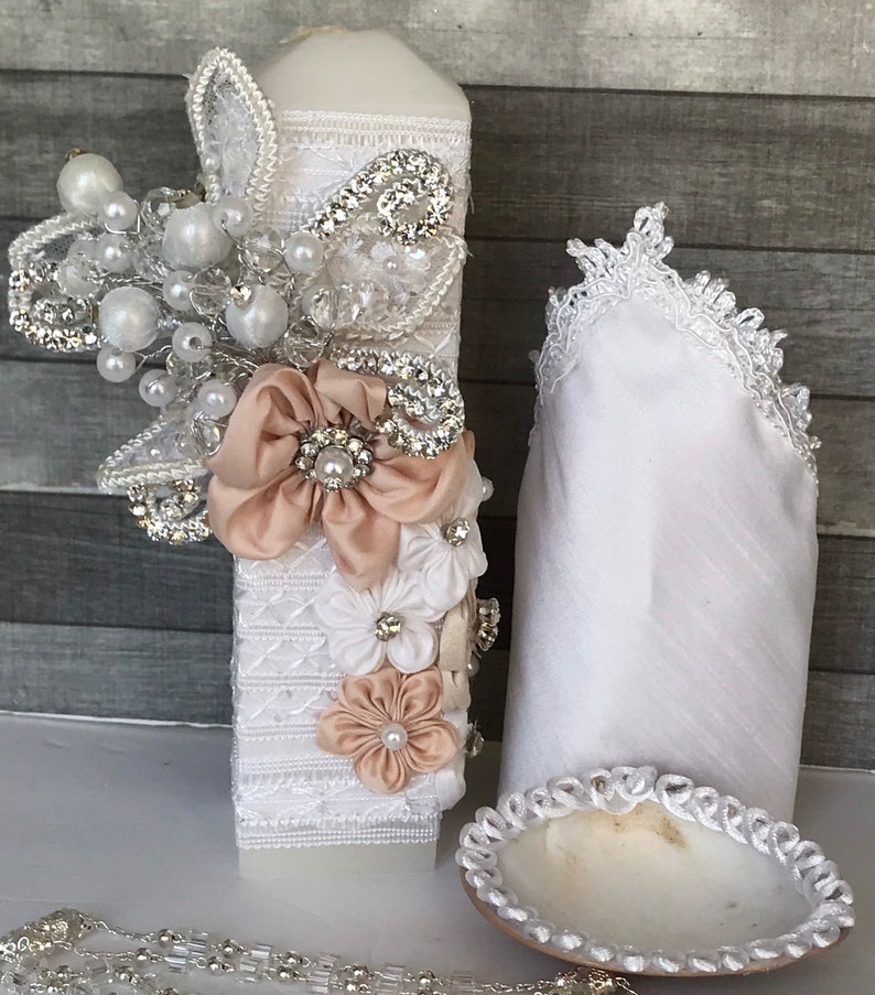 Set De Bautizo Flores Perlas Y Brillantes - Etsy