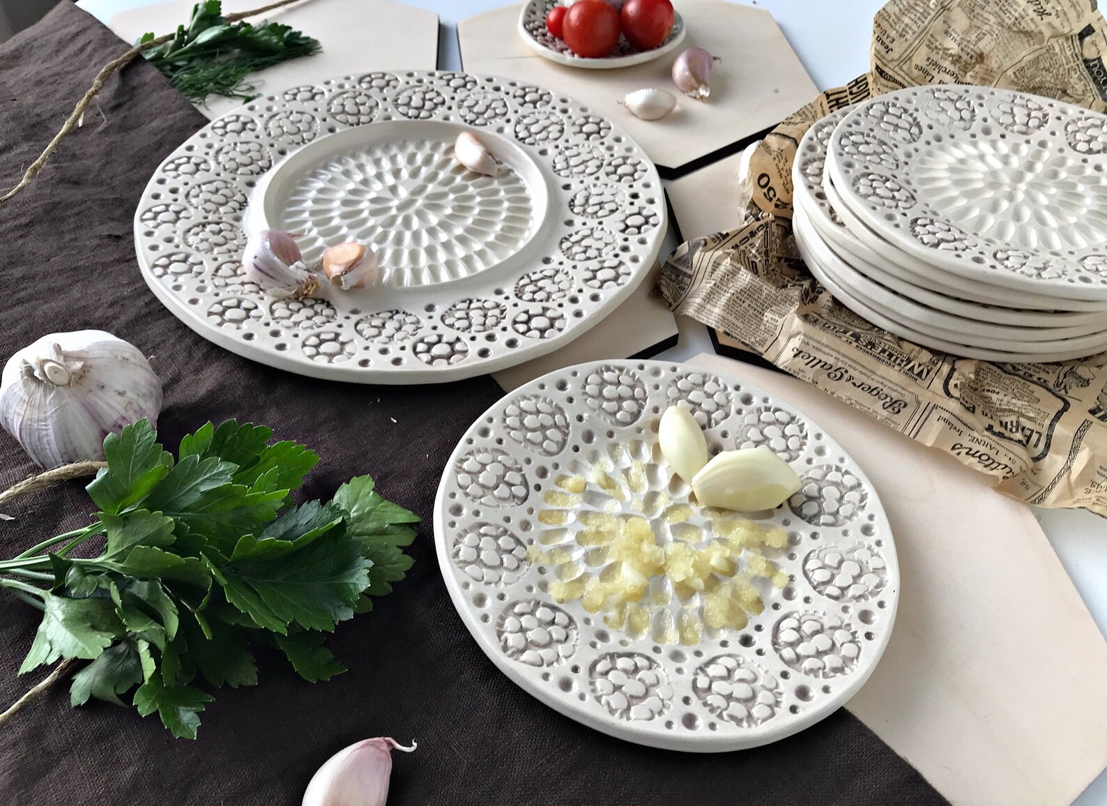Small Garlic Grater Plate Ceramic Oil Dip Plate Handmade - Etsy