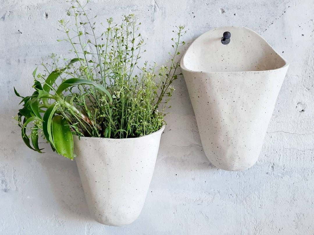 Stoneware Wall Pocket Planter Wall Hanging Planter Flower Pot Hanging ...