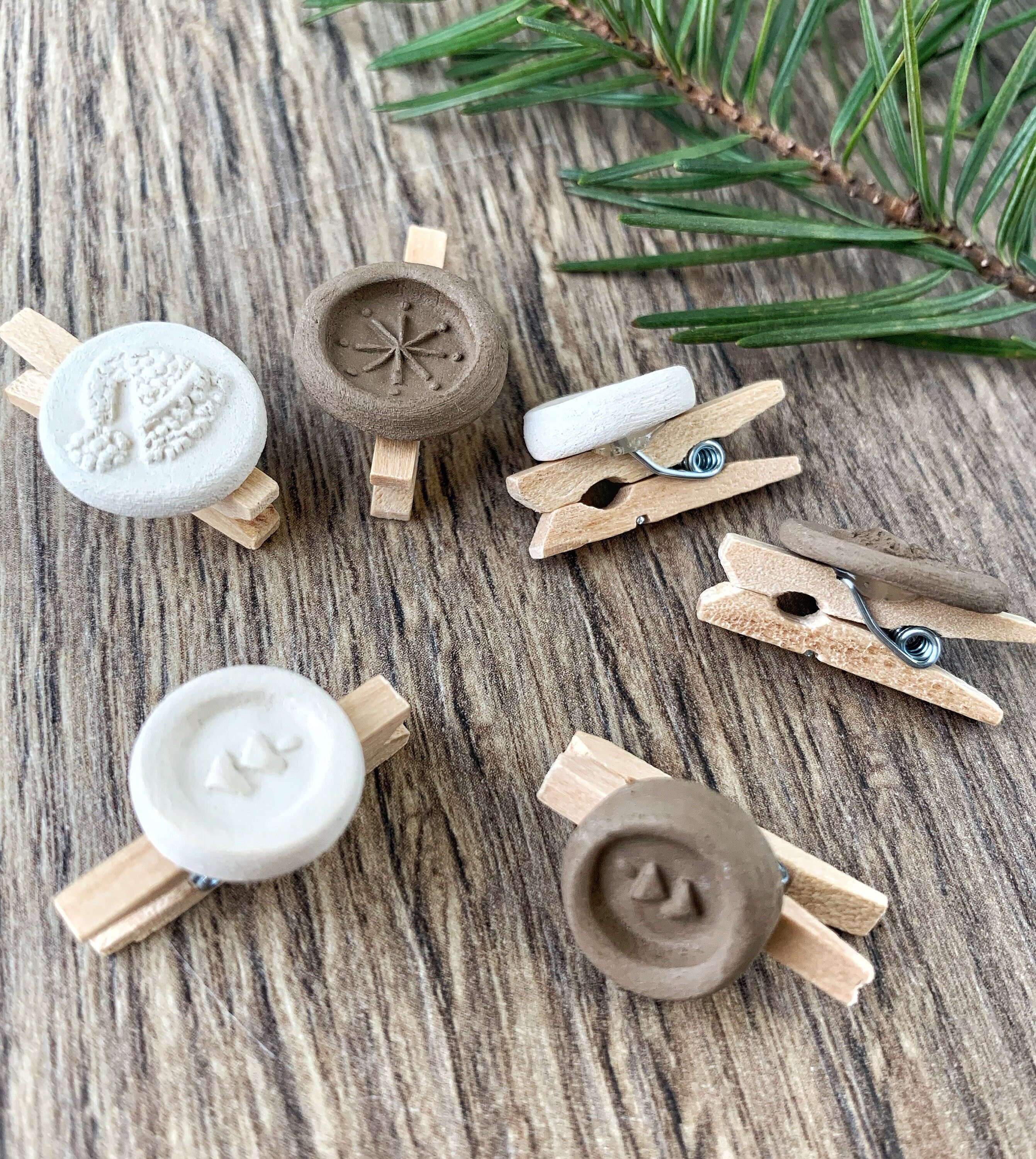 6 Mini Gift Pegs Craft Wooden Pegs Ceramic Christmas - Etsy