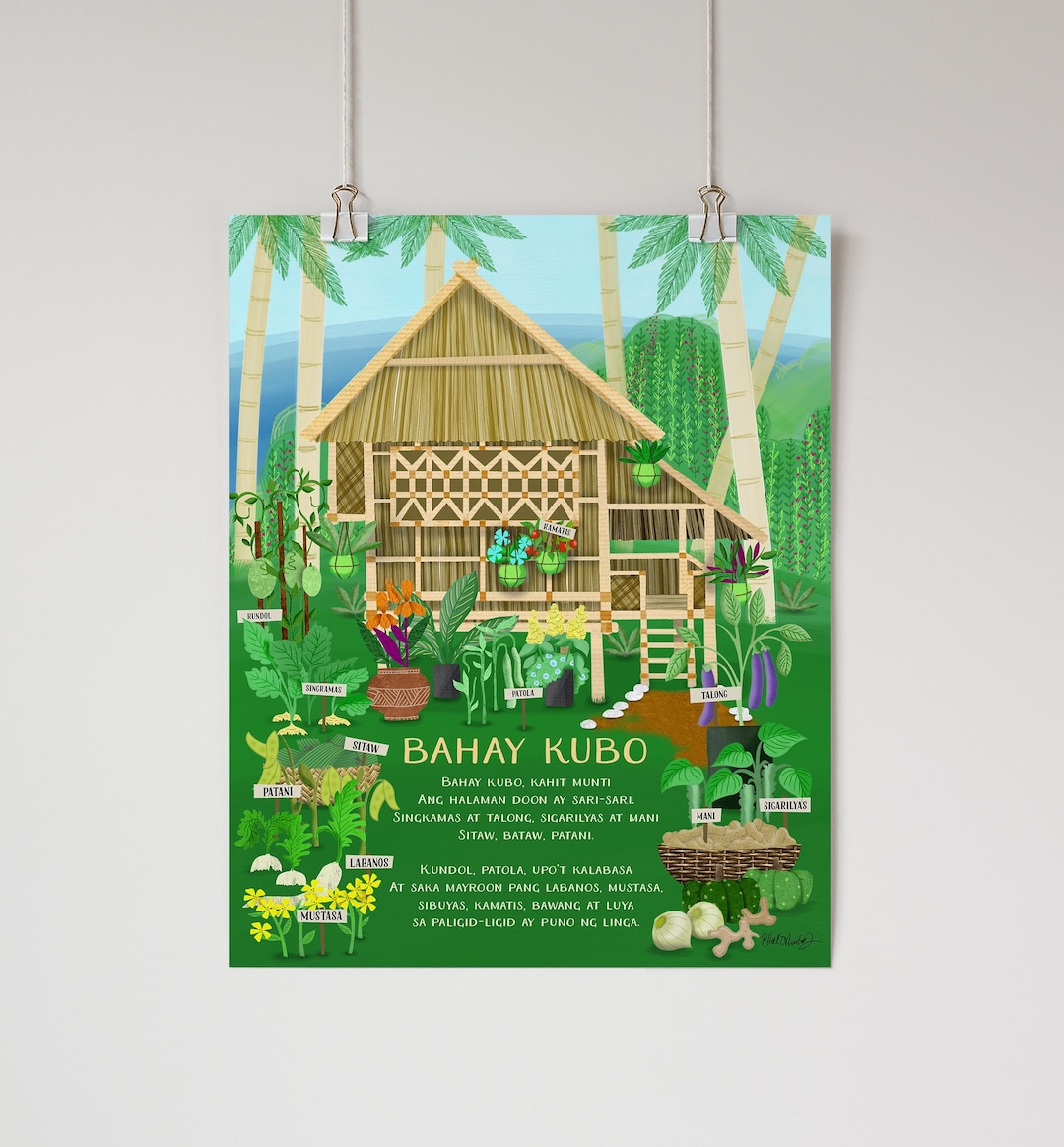 Bahay Kubo Art Print (2021): Filipino Folk Song Illustration - Etsy