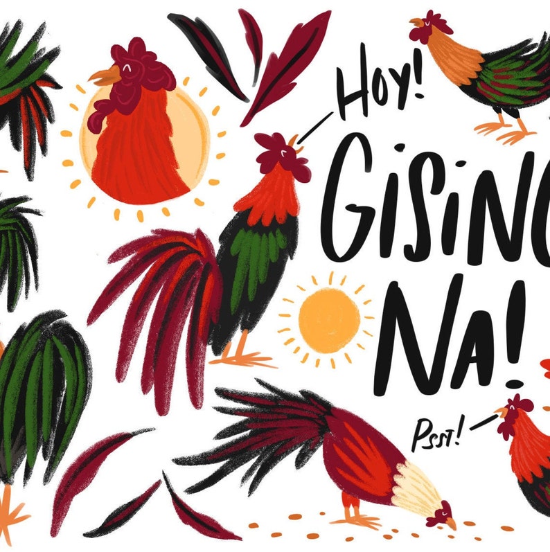 GISING NA With Various Roosters | 15oz Mug | Tagalog | Filipino Art ...