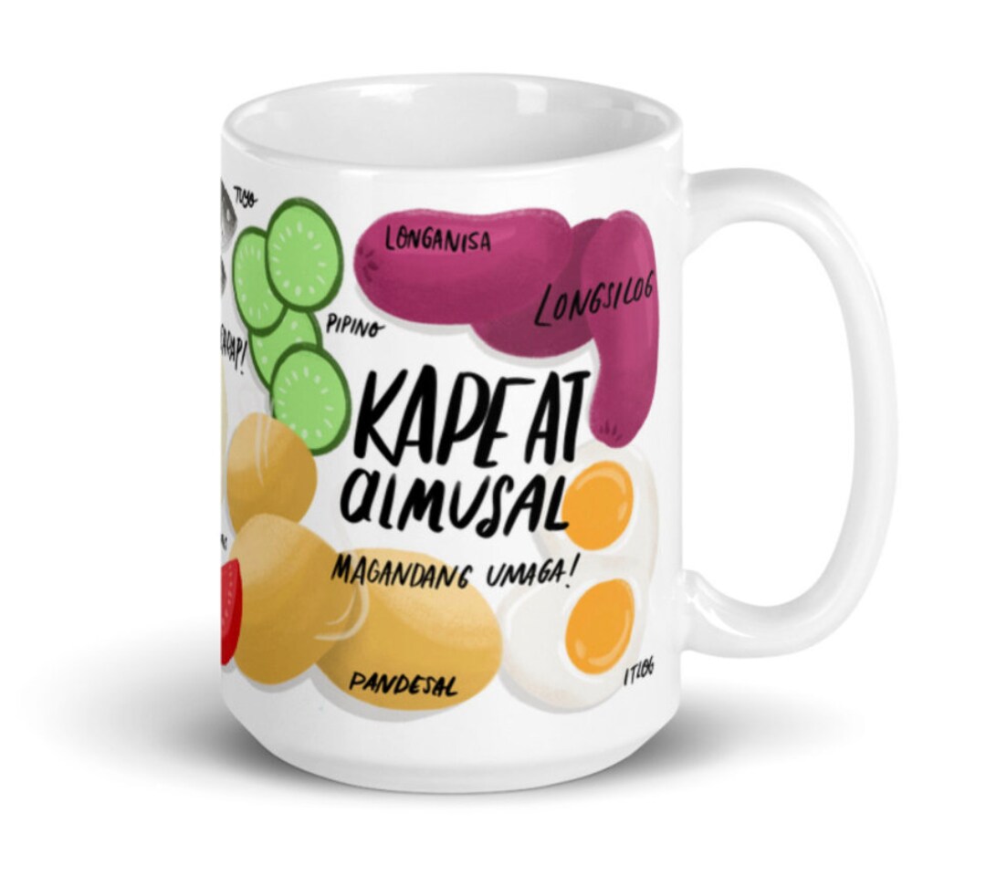 Kape at Almusal Mug: Filipino Breakfast Art, Pandesal & Tosilog (15oz ...