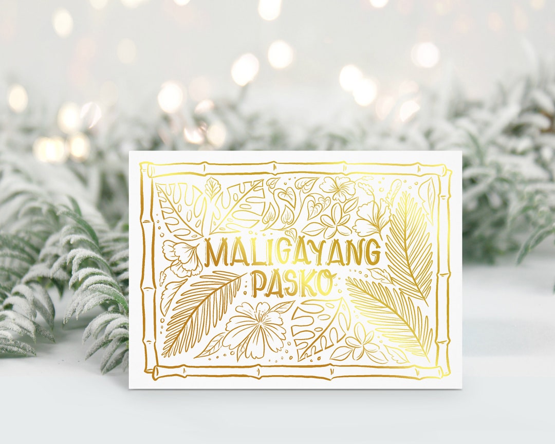 Maligayang Pasko in Gold Foil Greeting Card Merry Christmas - Etsy