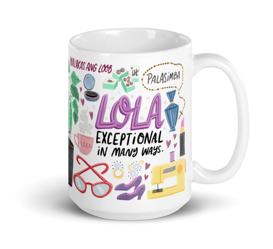 LOLA 15oz Mug | Colorful Philippine Art | Illustration | Grandmother - Etsy