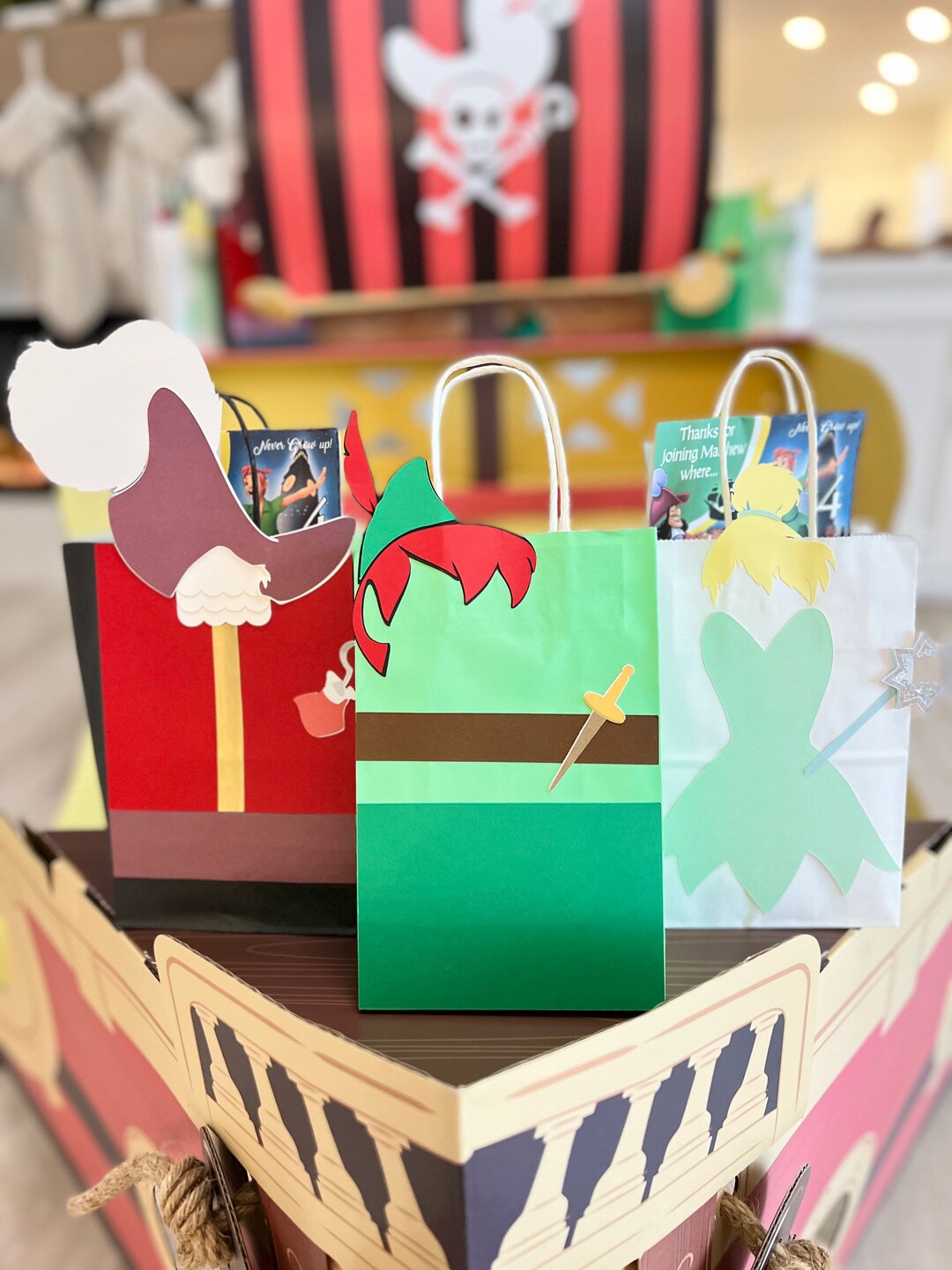 Peter Pan Inspired Custom Favor Bags Pirate Party Bags Captain Hook ...