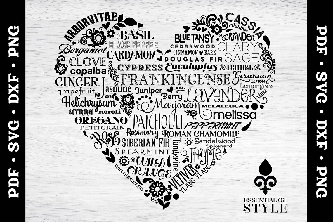 Essential Oil Heart Digital File SVG PNG DXF Cut File Cricut ...