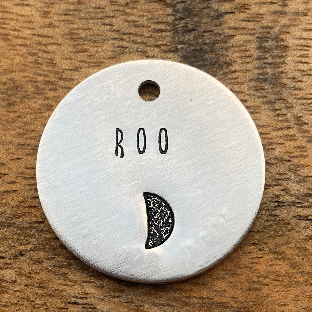Luna Dog Tag, Luna Cat Name Tag, Dog Name Tag, Dog Collar Tag, Crescent ...