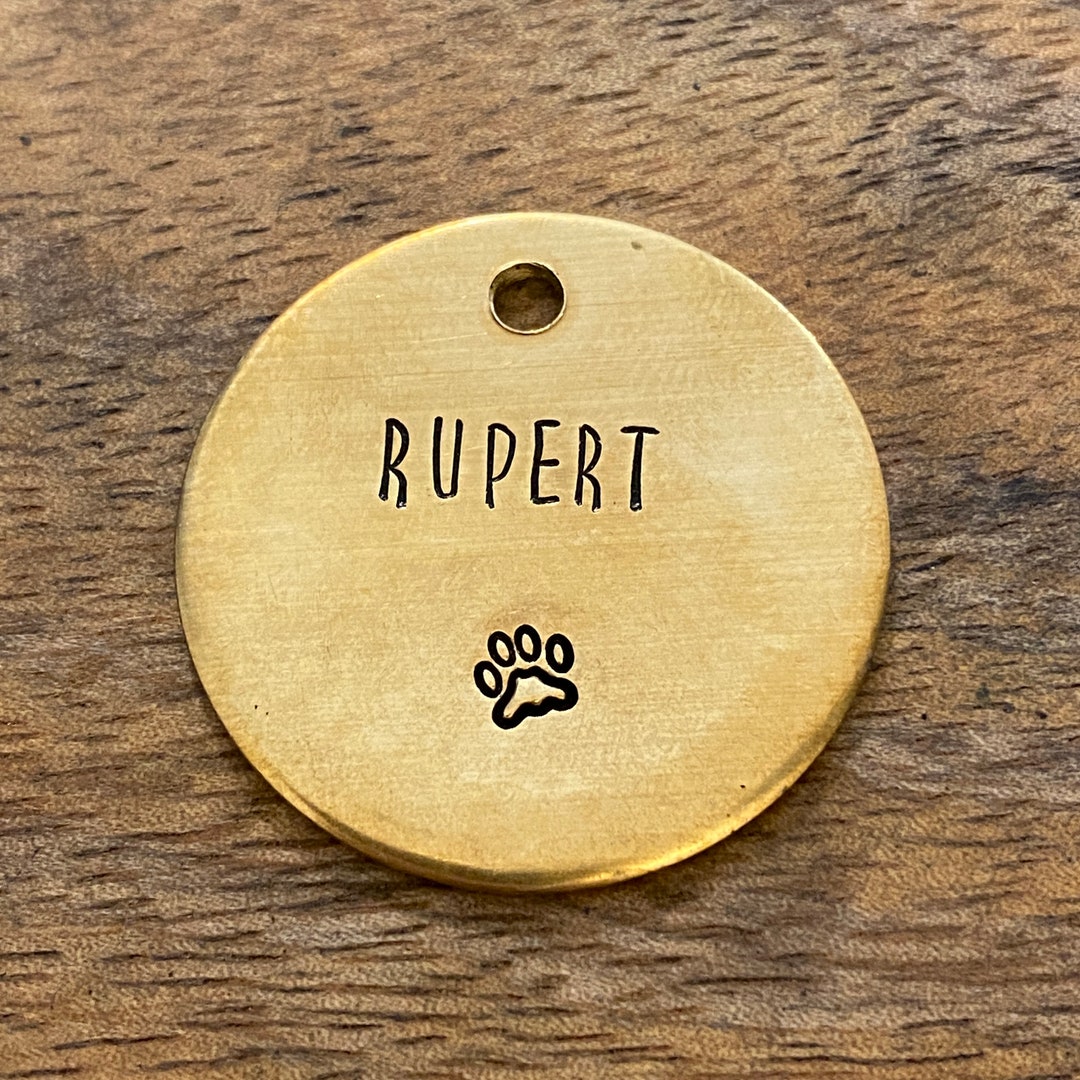 Paw Cat Tag, Brass Cat Tag, Handmade Cat Tag, Cat Name Tag, Kitten ID ...