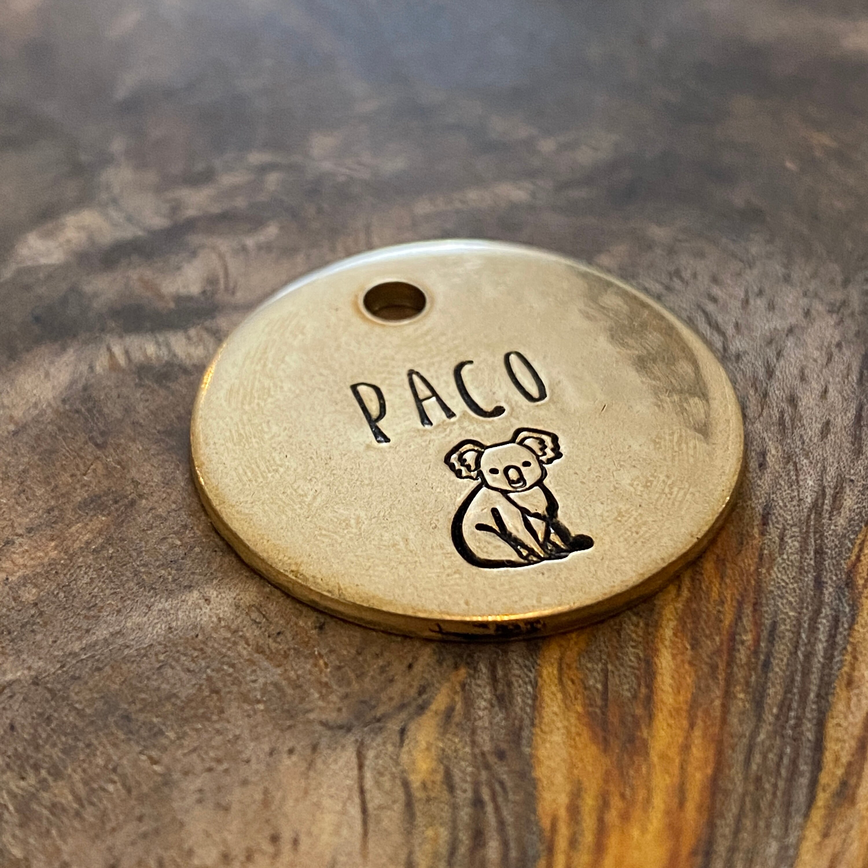 Koala Pet ID Tag Brass Dog Name Tag Small Pet Tag Custom - Etsy UK