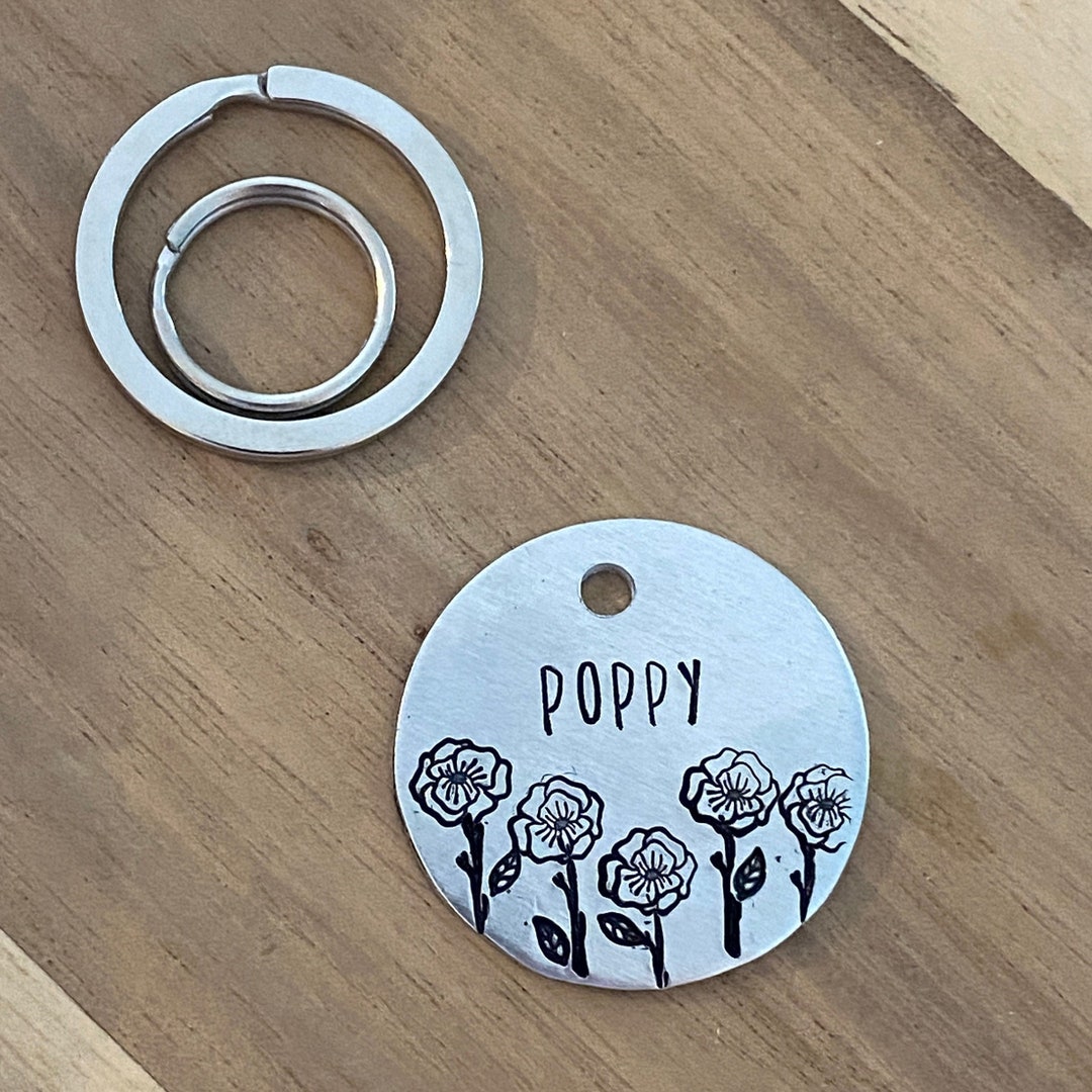 Dog Tag, Dog Tags for Dogs, Poppy Dog Tag, Flower, Dog Tag, Pet Id Tag ...