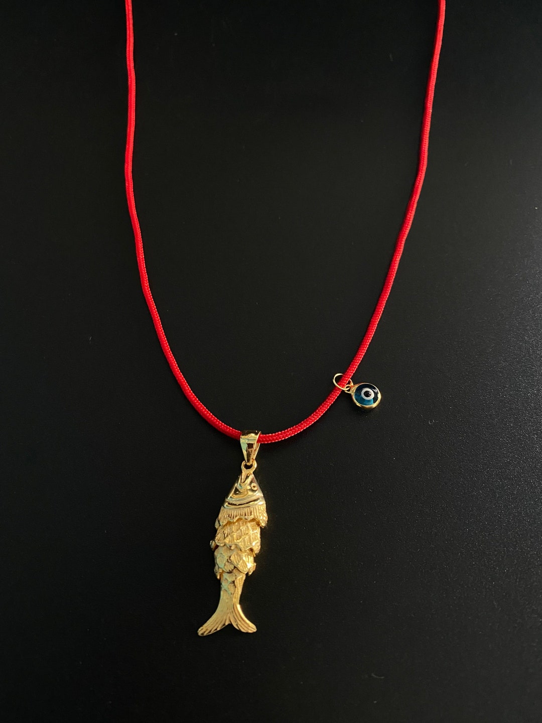 Red String Evil Eye Fish Gold Silver Necklace Silver Summer Beach Fish ...