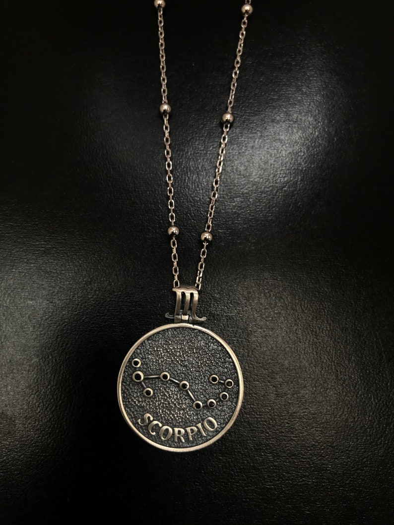Scorpio Zodiac Zodiac Star Map Silver Pendant.chain Scorpion - Etsy