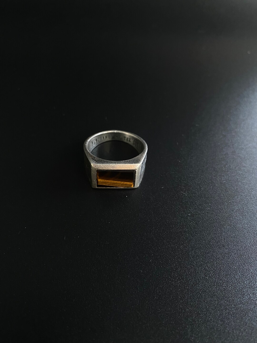 Rectangular Design Men's Ring With Tiger's Eye Stone - Etsy