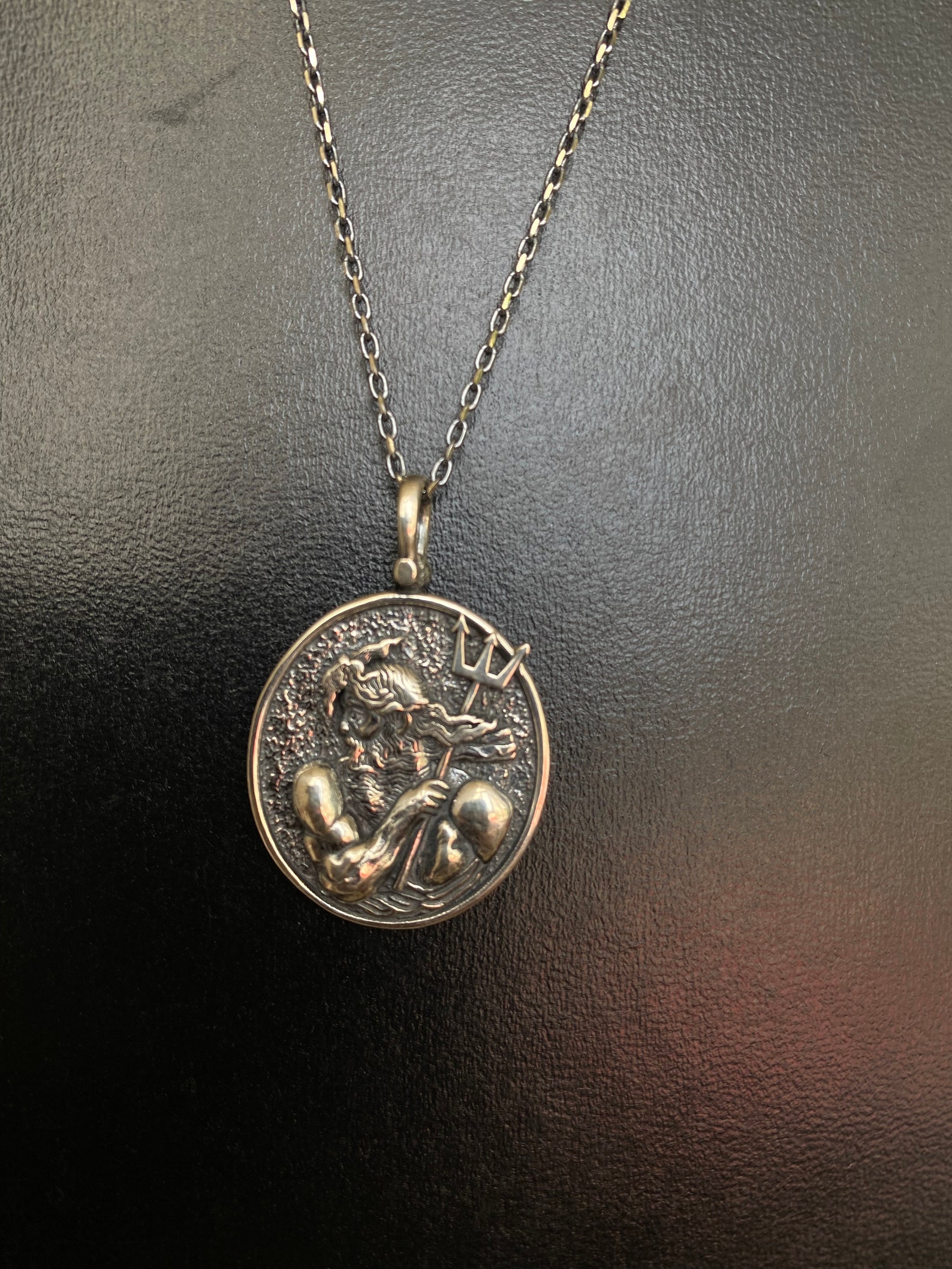 Poseidon Silver Chain and Pendant Necklace Greek Mytolgy God - Etsy