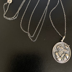 Poseidon Silver Chain and Pendant Necklace Greek Mytolgy God - Etsy
