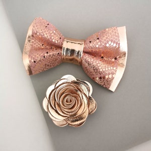 Rose Gold Metallic Bow Tie, Blush Pink Bow Tie Men, Copper Sequin Wedding Bowtie, Rose Gold ...
