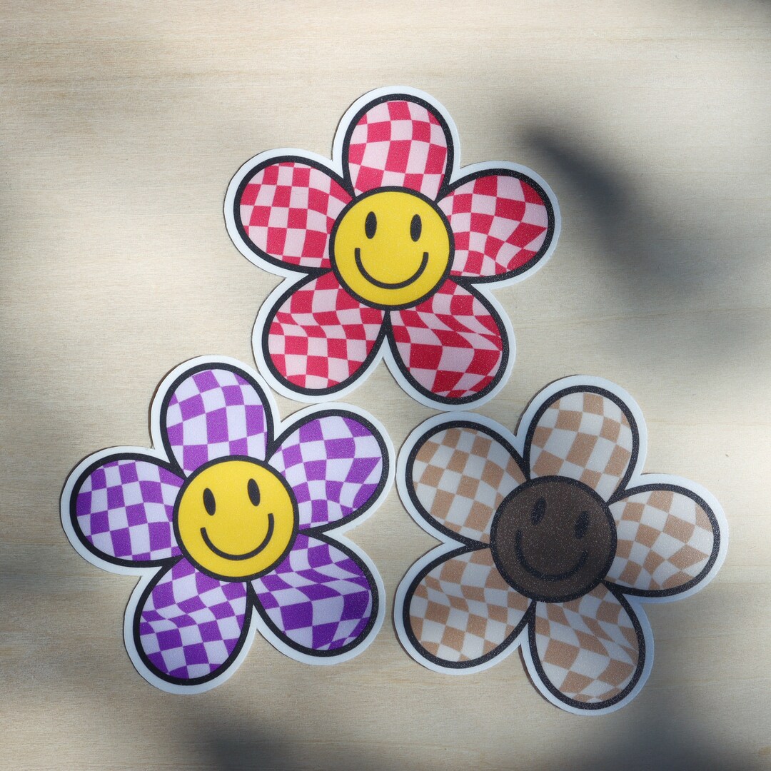 Smiley Flower Y2K Waterproof Stickers Bundle Pink Purple and Brown ...