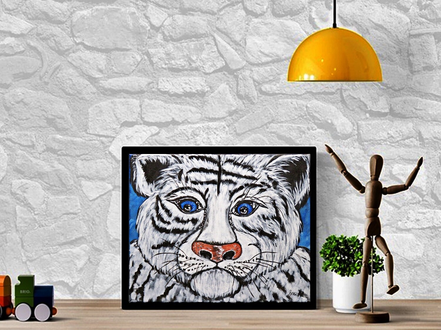 White Tiger Acrylic Painting