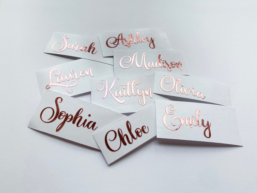 Custom Name Sticker Glitter Foil Decal Wedding Place Card Decals ...