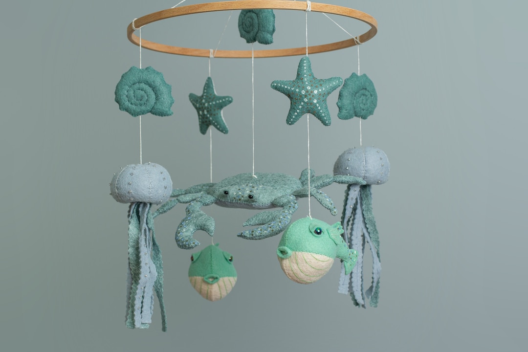 Nautical Ocean Baby Mobile for Crib Felt Sea Creatures Nursery Decor - Etsy