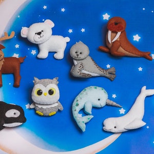 Arctic Nursery Decor Penguin Polar Bear Fox Winter Stuffed Animals Crib ...