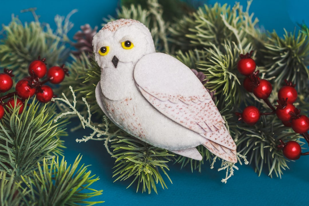 Owl Ornament Felt Christmas Ornaments Snowy Owl Gift Felt Bird Ornament ...