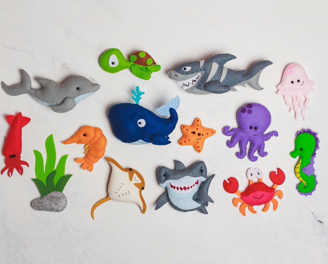 Felt Ocean Creatures Garland Stuffed Sea Animals Under the Sea - Etsy
