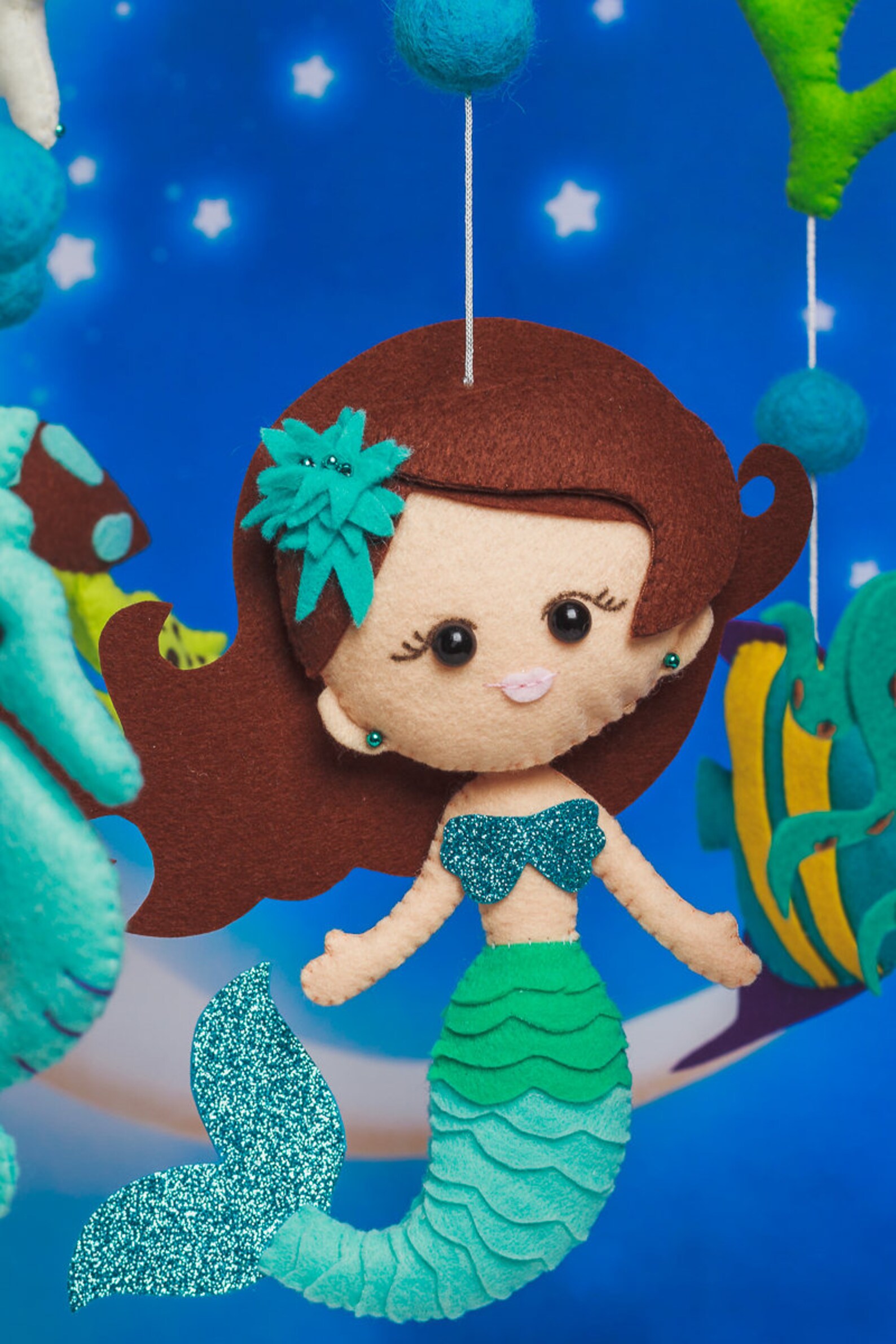 Mermaid Baby Mobile Under the Sea Nursery Decor Ocean Sea - Etsy