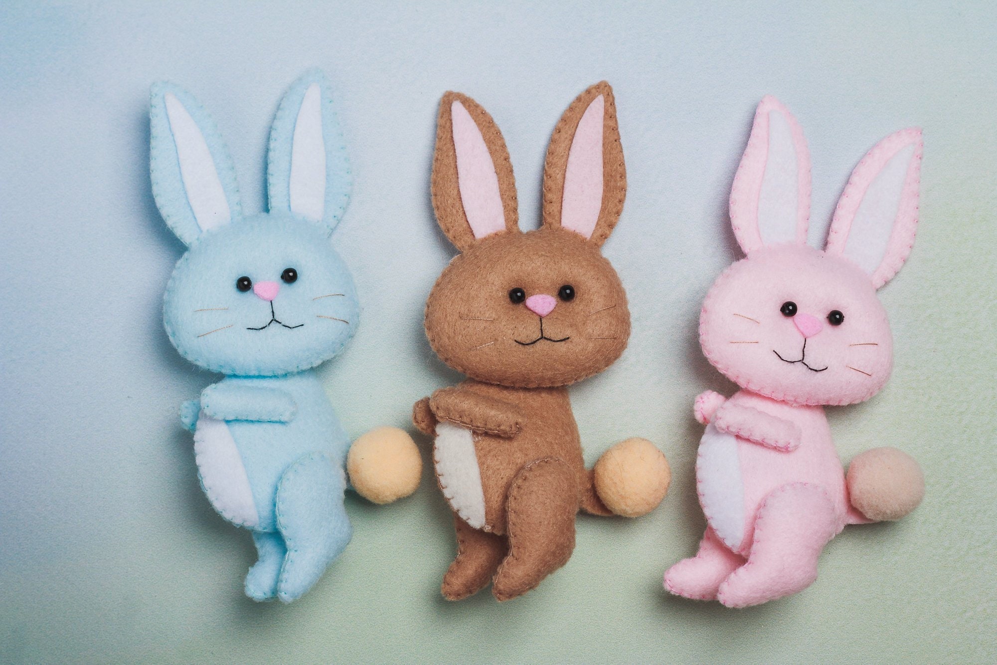 Felt Rabbit Easter Ornaments Set Felt Stuffed Animal Toy - Etsy